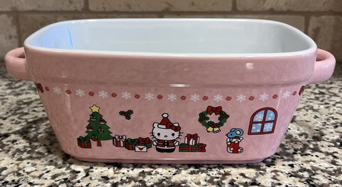 Hello Kitty Christmas Santa Rectangular Loaf Pan Holiday Pink Ceramic ...