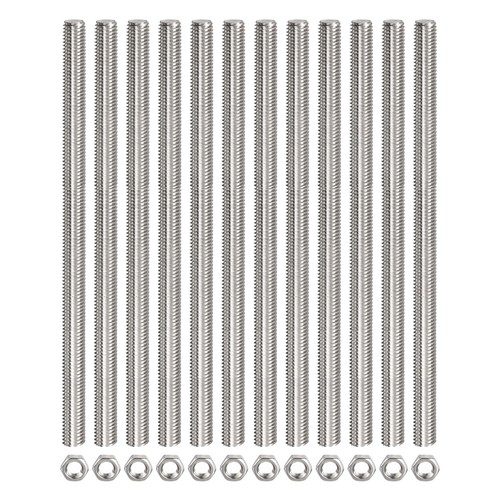Fully Threaded Studs(with 12 Pcs Hex Nuts)-M8 x 250mm,1.25mm,Silver,12 ...