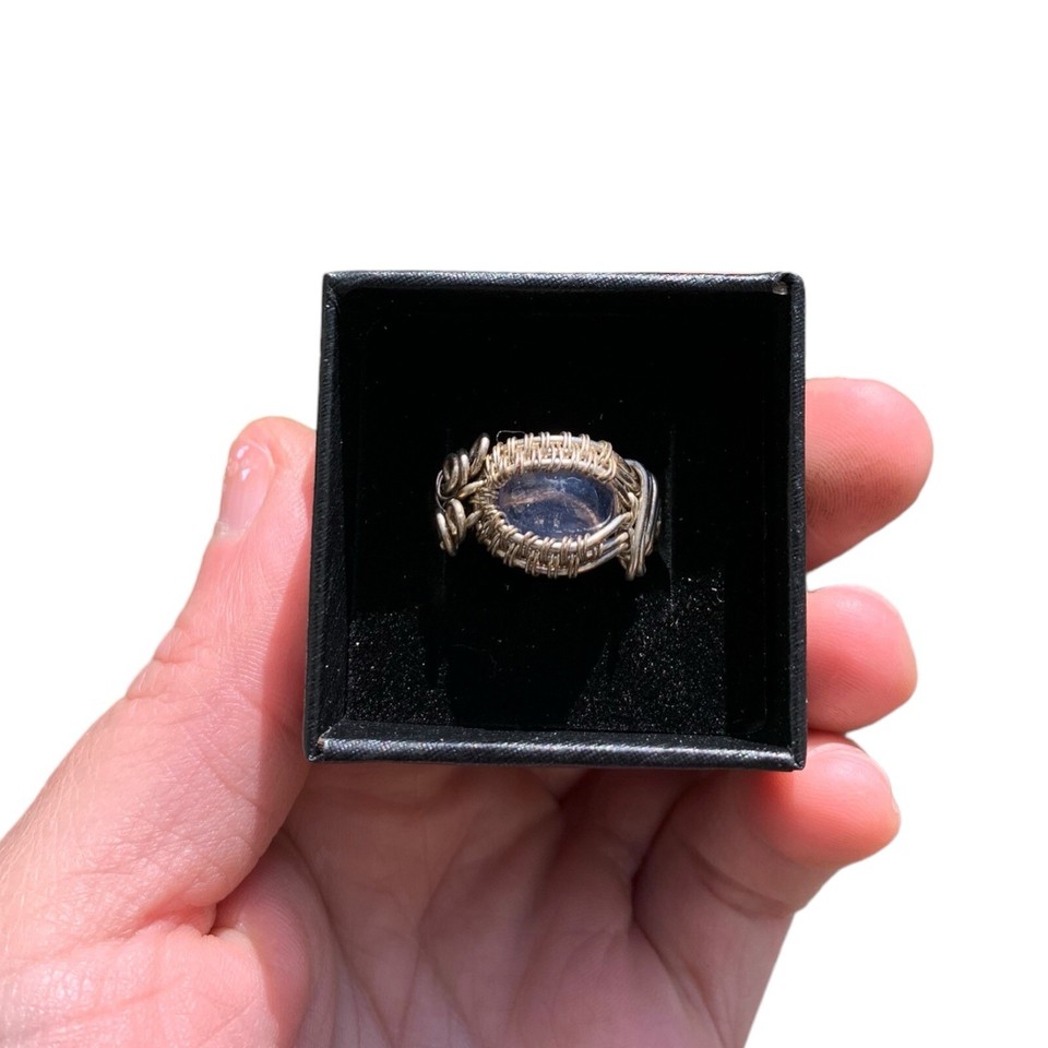 Handmade Amethyst 925 Sterling Silver Wire Wrap Ring Crystal Jewelry Sz ...