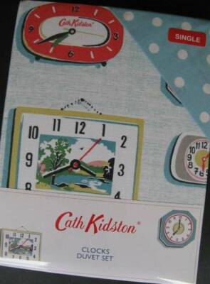 Cath Kidston Vintage Retro Clocks Single Duvet Quilt Cover Set NIP ...