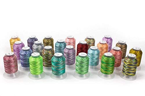 24 Colors Variegated Polyester Embroidery Machine Thread Kit 500M (550Y ...