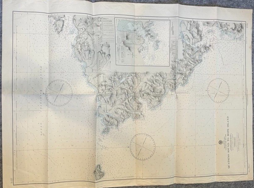 Vintage Hydrographic Chart Quatsino Sound Vancouver Island British ...