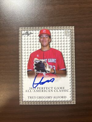 Trey Gregory-Alford 2023 Leaf Perfect Game AUTO SIGNED PG ALL-AMERICAN ...