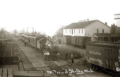 Shelby, Michigan Pere Marquette Railroad Train RPPC Photo Postcard COPY ...