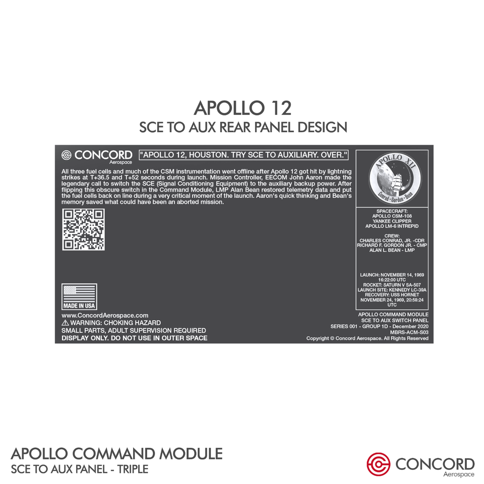 APOLLO COMMAND MODULE TRIPLE SWITCH PANEL - SCE TO AUX REPLICA ...