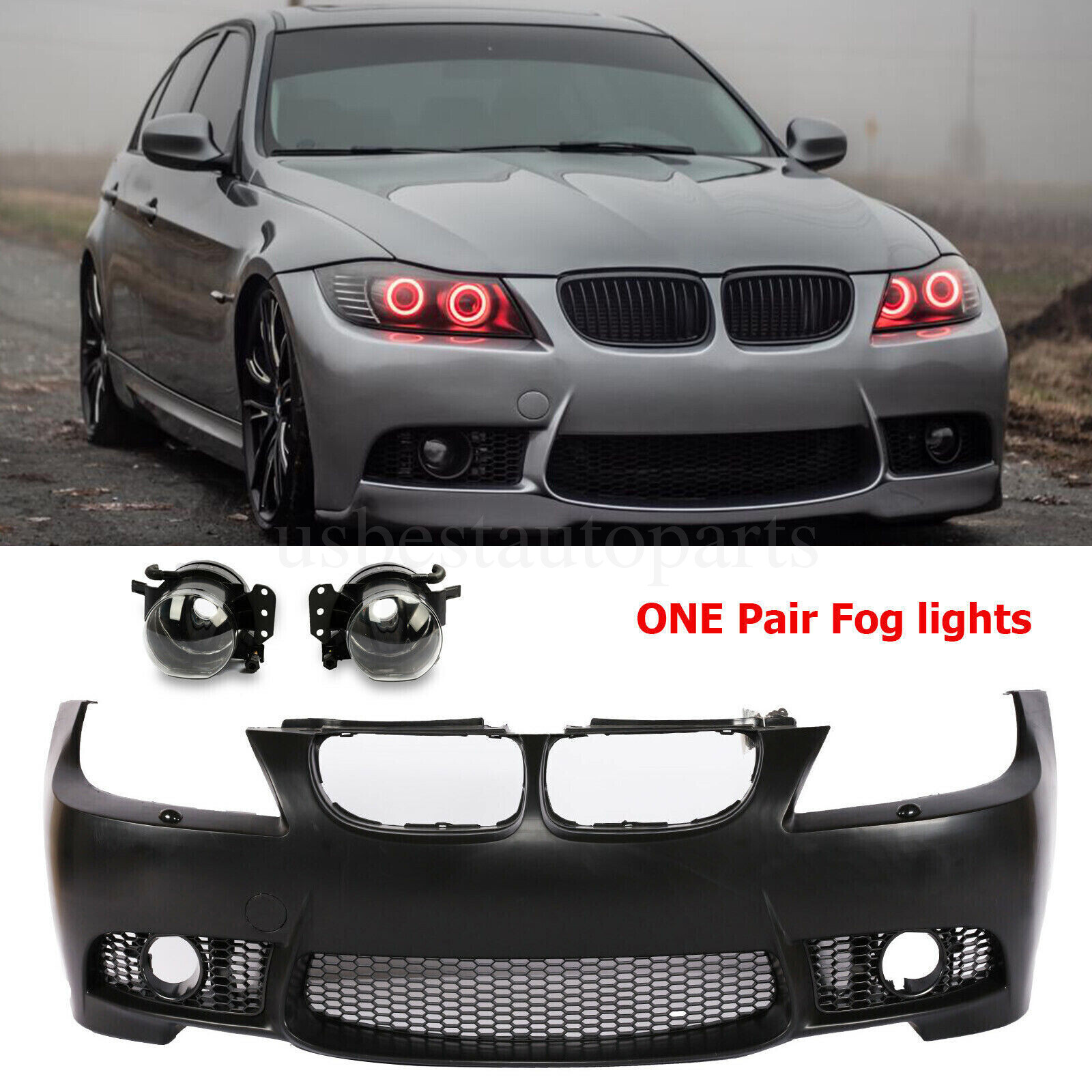 Front Bumper Fit M3 Style For BMW E90 E91 3-Series w/Fog lights 2009 ...
