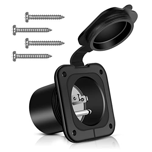 15 Amp Inlet 125V Shore Power Inlet with Waterproof Cover 2 Pole 3-Wire ...