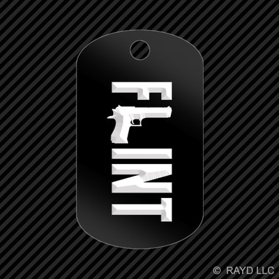 Flint Keychain GI dog tag engraved many colors michigan mi dangerous | eBay