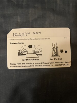 NYCT MTA MetroCard - Instructions (1998 Ver.) | eBay