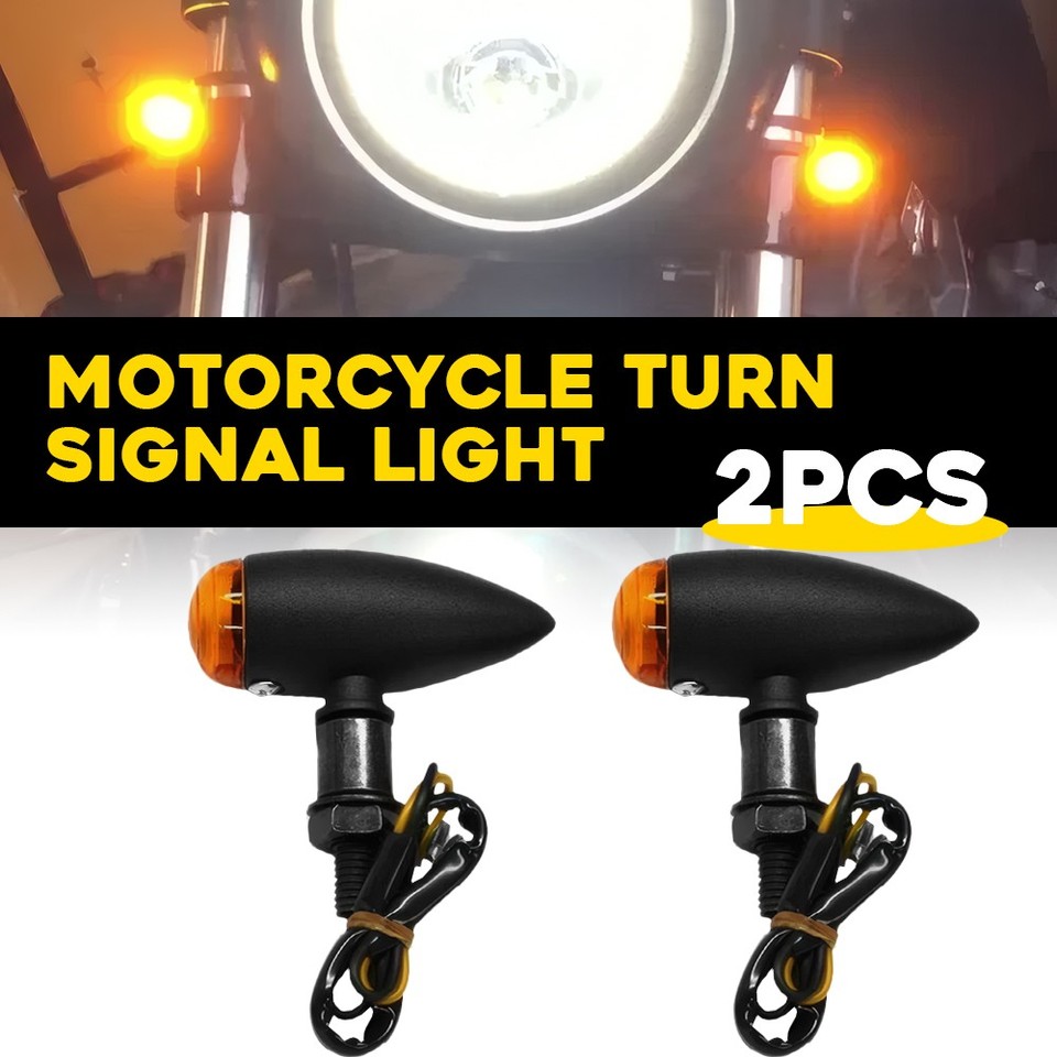2Pcs Mini Bullet Turn Signals Amber Lights For Motorcycle Harley ...
