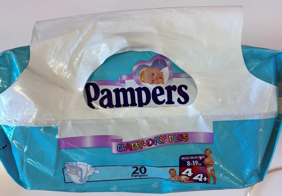Vintage Diapers Nappies Couche Windeln Pampers Baby Dry 1999 Plastic ...