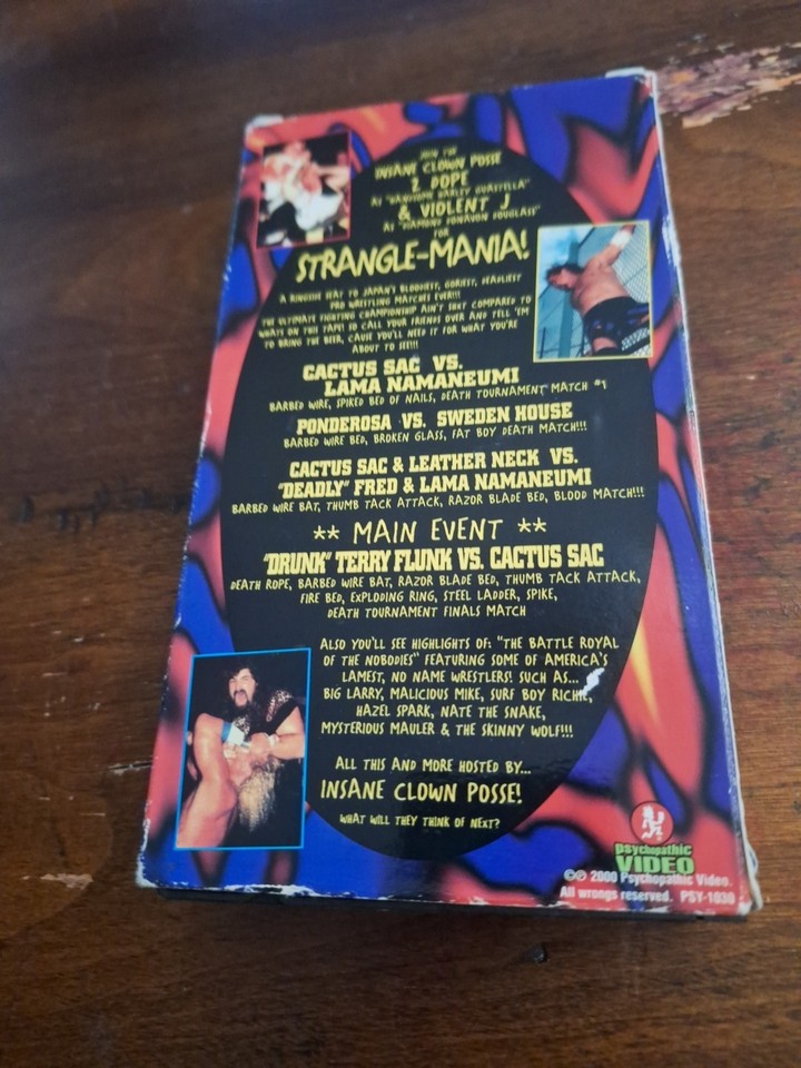 INSANE CLOWN POSSE RARE STRANGLEMANIA 1 VHS TAPE Icp Juggalo Mne ...