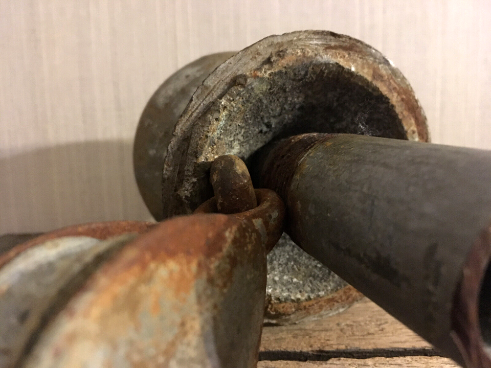 Old Post Top Lamp 3 1/2” Cast Iron Cannon Ball Flag Pole W/ Pully | eBay