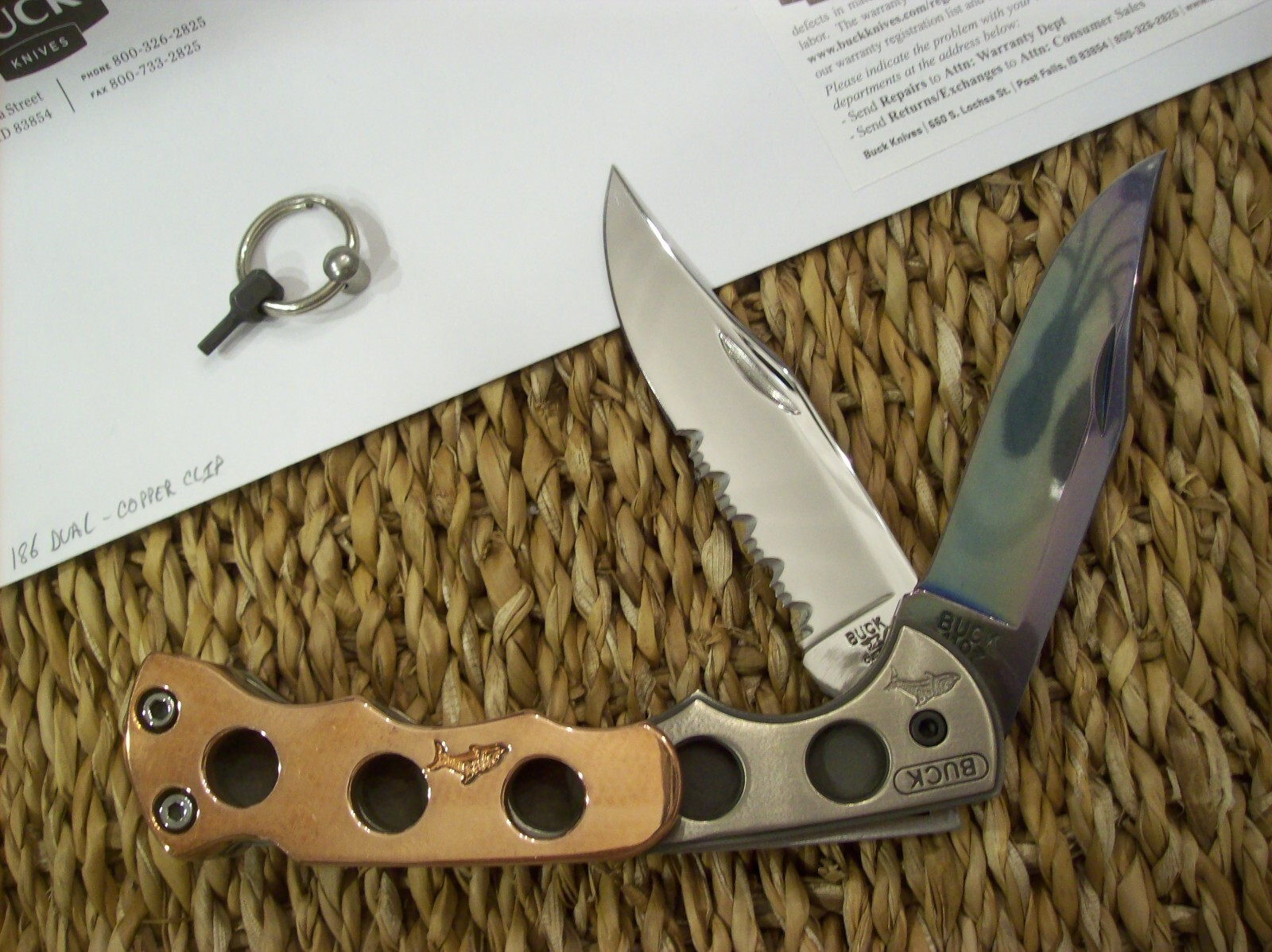 RARE CUSTOM BUCK KNIFE 186 DUAL BLADED w/COPPER CLIP / 1 of 1 By "Joe ...