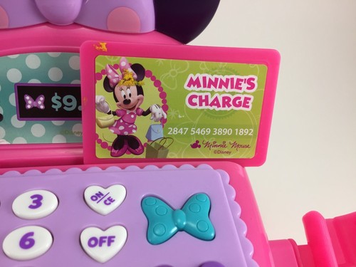 DISNEY MINNIE MOUSE CASH REGISTER WITH CHARGE CARD AND COINS MINNIE ...