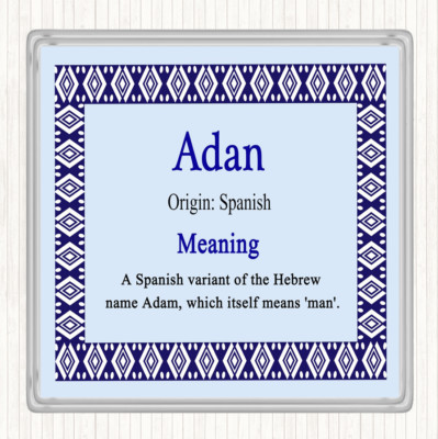 Adan Name Meaning Drinks Mat Coaster Blue | eBay UK
