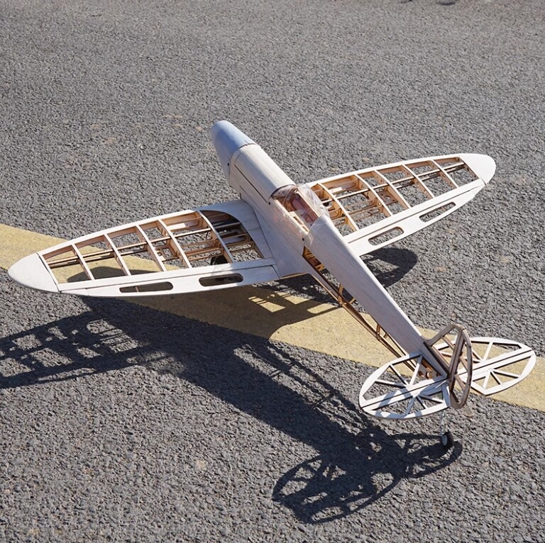 WWII British Spitfire Fighter RC Model Balsa Wood Aircraft Skin KIT ...