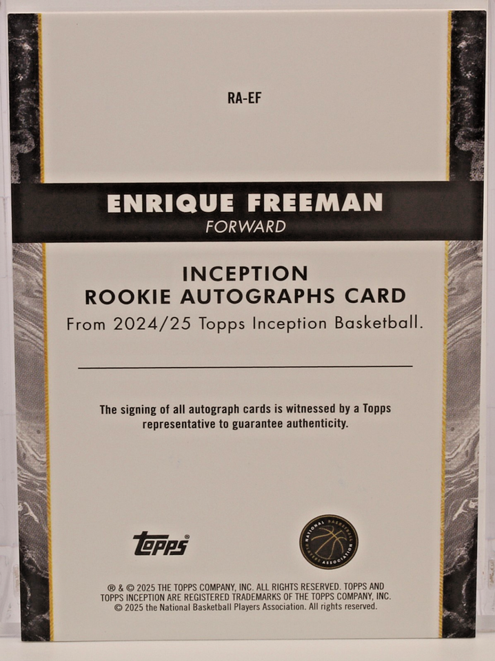 2024-25 Topps Inception Basketball Enrique Freeman #RA-EF Gold Auto RC ...