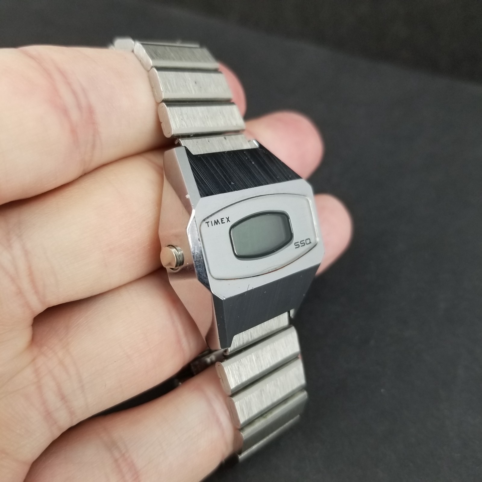 vintage digital LCD watch Timex SSQ 1970's h-cell stainless steel ...
