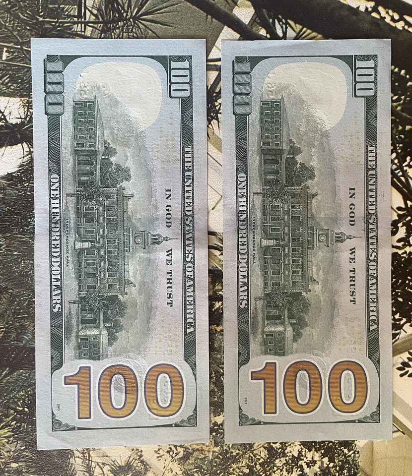 2 100 Sequential Serial Numbers $100 US Dollar Bills Consecutive Money ...