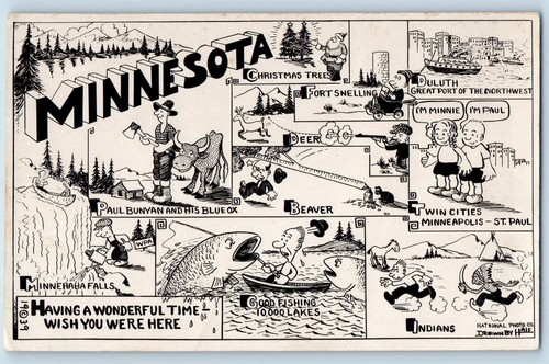 c1920's Minnesota Places Multiview Having Wonderful Time Comic Cartoons ...
