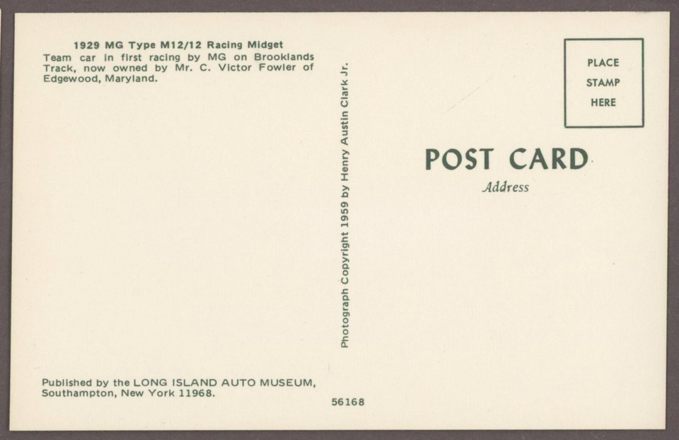 1929 MG Type M12/12b Racing Midget Automobile Classic Car Postcard | eBay