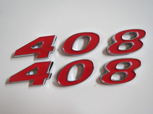 408 STROKER ENGINE ID FENDER HOOD SCOOP QUARTER EMBLEMS RED FITS DODGE ...