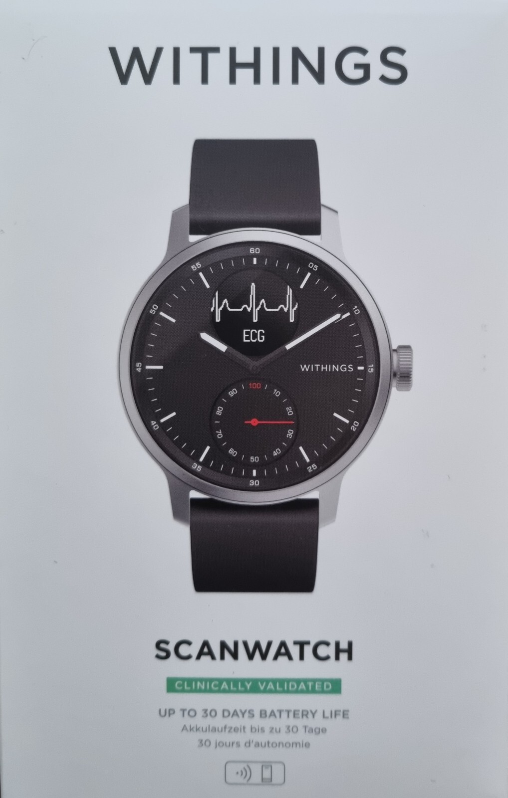 Withings ScanWatch Hybrid Smartwatch mit EKG, Herzfrequenz & Oximeter ...