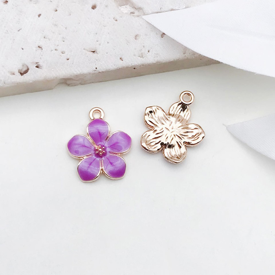 10pcs Purple Charms Enamel Pendant For Jewelry Making Handmade Necklace ...