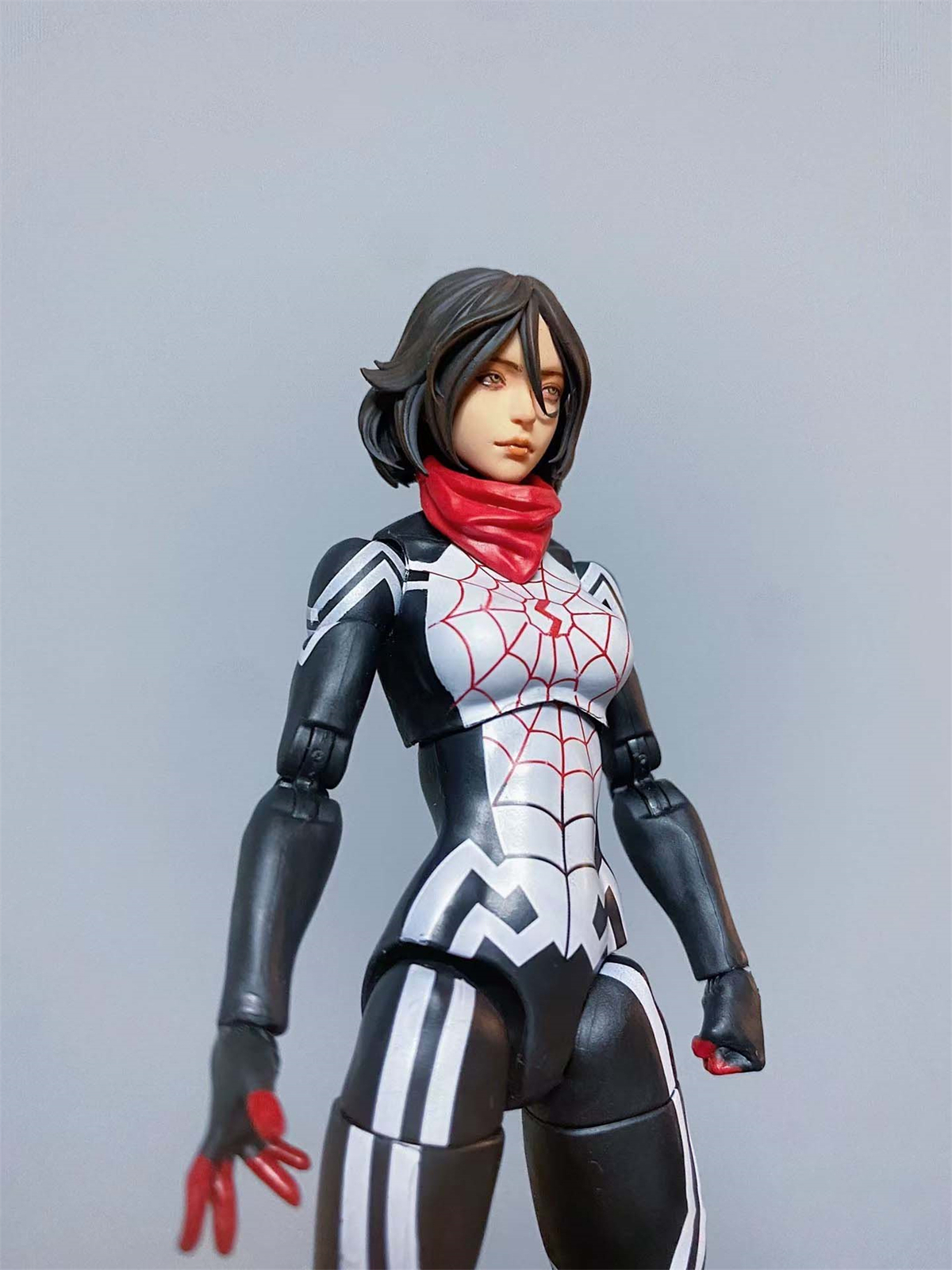 1/12 Painted Silk Spider Raven Girl Head Carved Fit 6'' Romankey Action ...