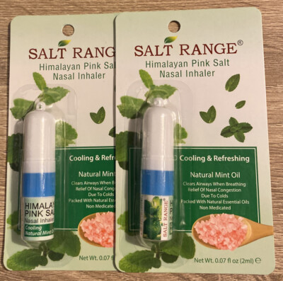 Salt Range Himalayan Pink Salt Nasal Inhaler Travel Size NIP Mint Oil 2 ...