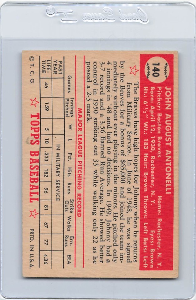 1952 Topps #140 John Antonelli Boston Braves EX *DA-B6779 | eBay