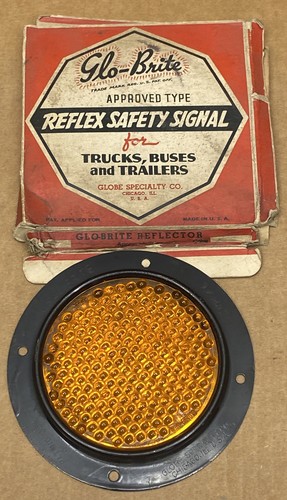 NOS GLO BRITE TRUCK-BUSS AMBER LIGHT REFLECTOR, GLASS, BEEHIVE PATTERN ...
