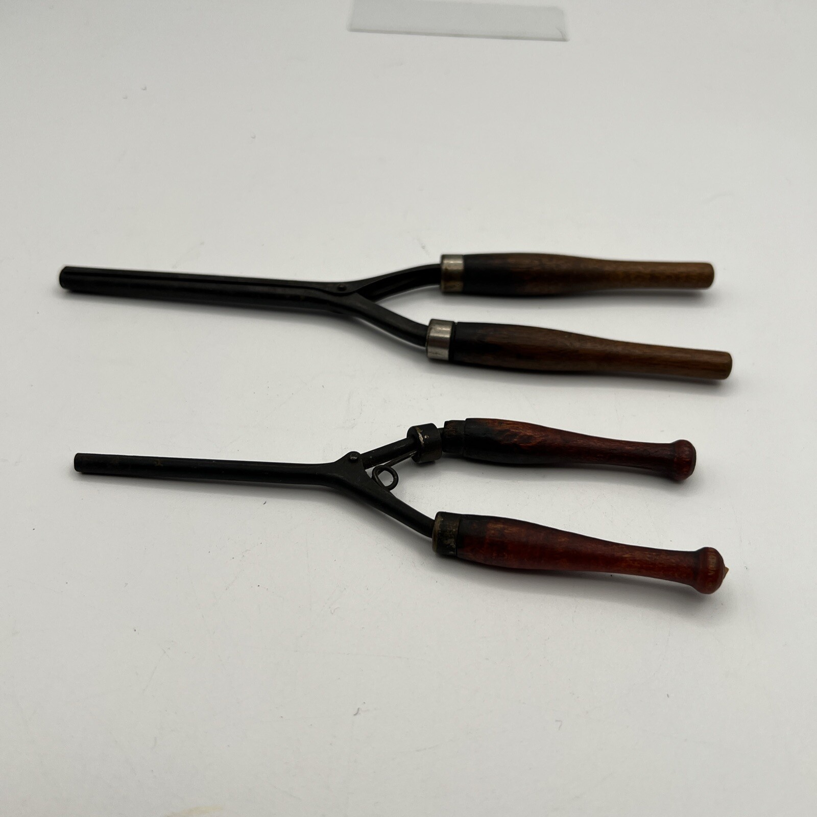 Lot Of 2 Antique Hair or Mustache Curling Irons 3 1/2 & 2 1/2” Barrels ...