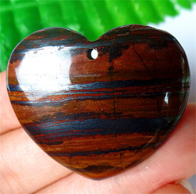 38x33x6mm Natural Brown Red Tiger Iron Gem Healing Love Heart Pendant ...