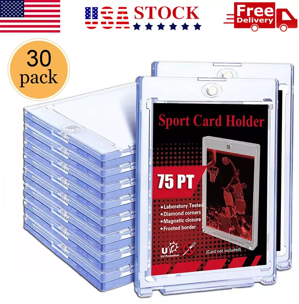 1x~30x Magnetic Trading Sports Card Holders 75pt One-Touch Hard UV ...