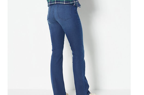Denim & Co. - Comfy Knit Lightly Bootcut Jeans - Black | eBay