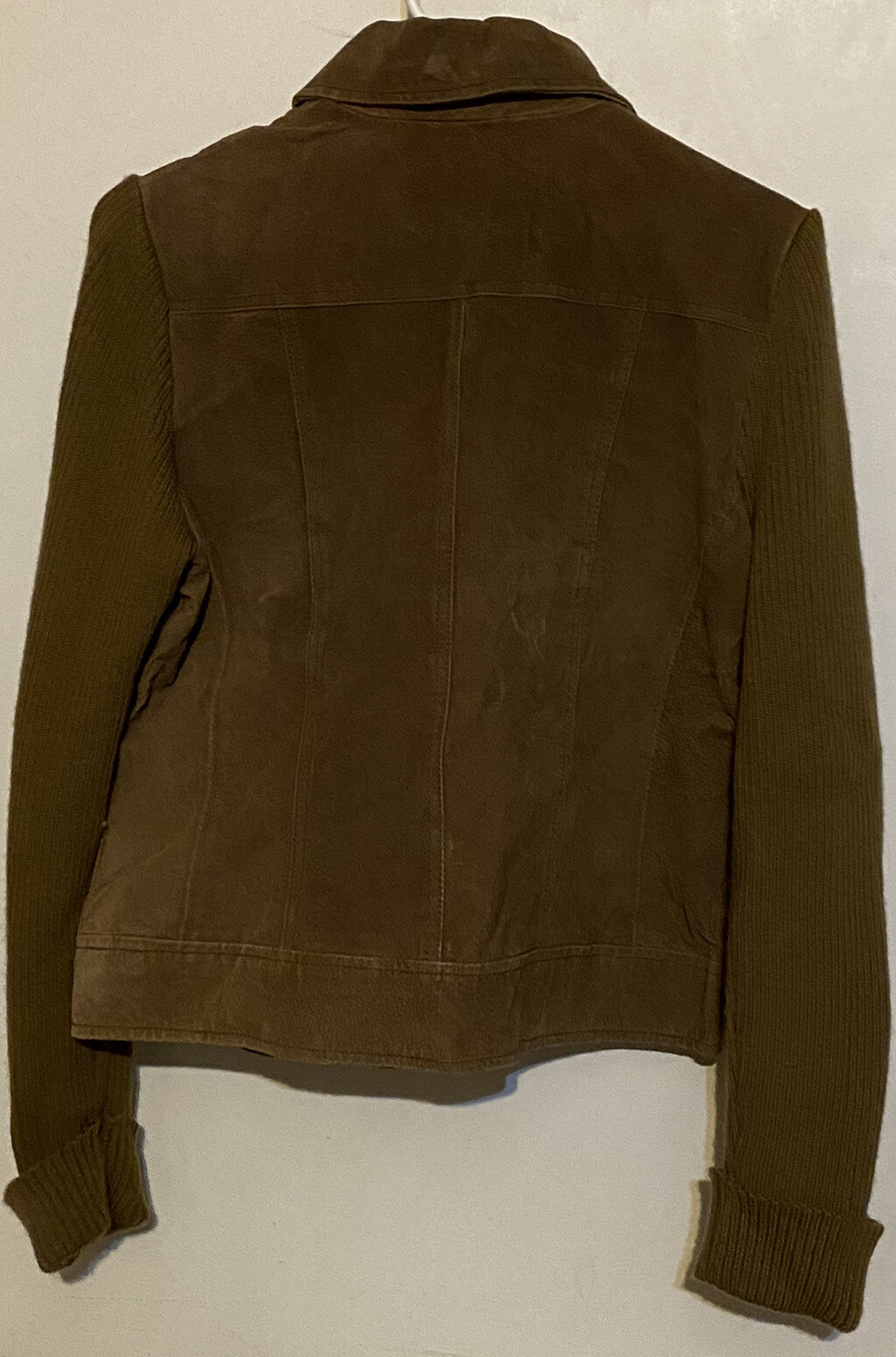 marcelle renee leather jacket with sweater sleeves si… - Gem