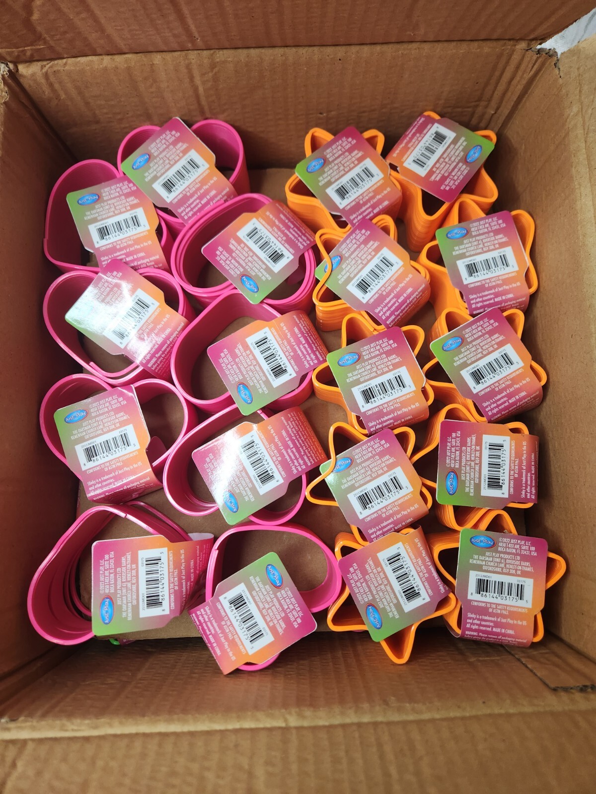 Lot of 60 Plastic Slinky Shapes Heart Star Orange Green Pink Brand New ...