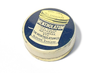 Miniature Pictorial Mentholatum Sample Tin Chemist 3cm dia x 11mm #MT1 ...