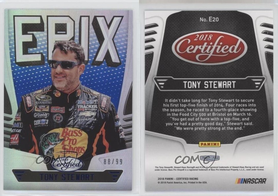 2018 Certified Epix Blue 88/99 Tony Stewart #E20 HOF ms9 | eBay