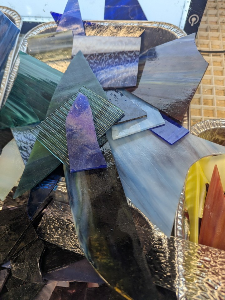 Stained Glass Larger Scrap Pieces RAINBOW COLORS Assorted | eBay