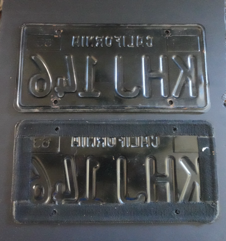 Vintage Orig. Matching California License Plate Pair BLACK "KHJ 146" | eBay