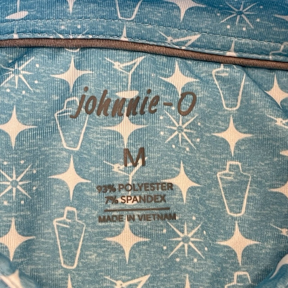 Johnnie-O Shirt Mens M Golf Performance Polo Martini Shaker Print Blue | eBay