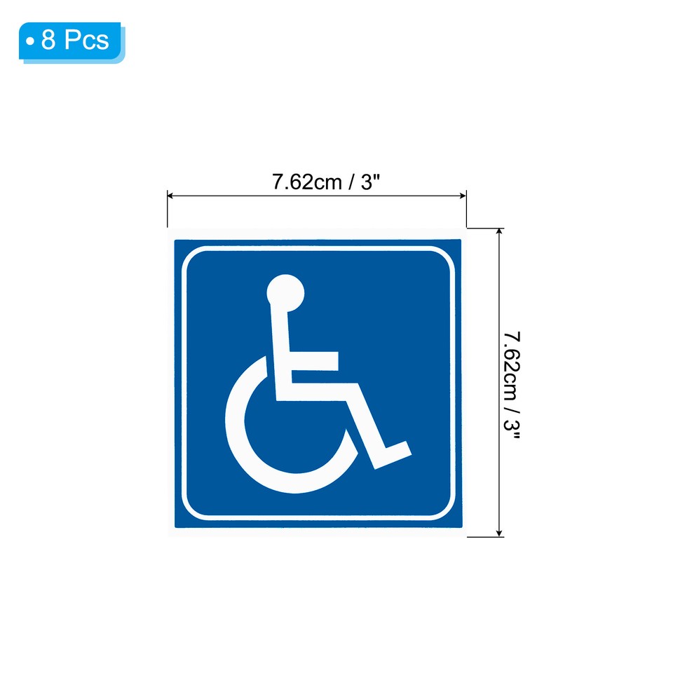 8Pcs 3x3 Inch Handicap Sign Stickers Vinyl Accessible Sign Disabled ...