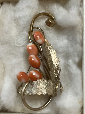 Carved Coral Pin floral pattern | eBay