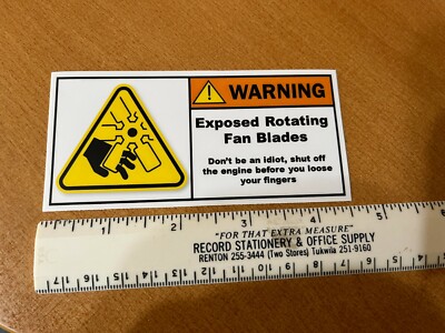 Engine Fan warning sticker Ford Chevy Dodge Mopar Jeep funny v8 six ...