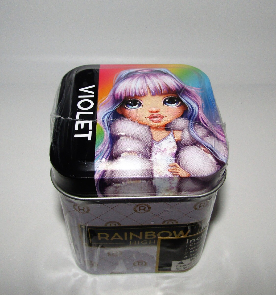 Rainbow High Surprise Tin Character Violet Charm Wristlet Magnet cards ...