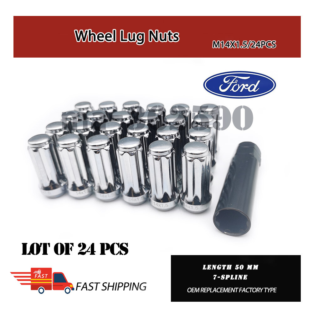 Set 24 Spline Lug Nuts w/Key 14x1.5 50mm 2003-2015 Ford Super Duty | eBay