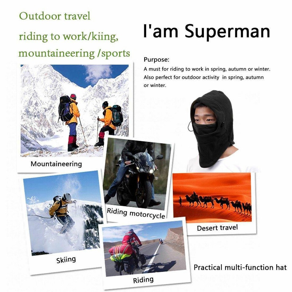 Winter Windproof Balaclava Warm Fleece Hat Ski Full Face Mask for Cold ...